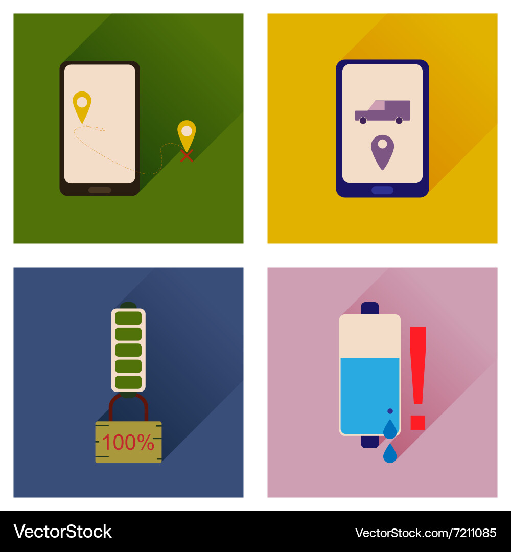 Concept of flat icons with long shadow mobile Vector Image