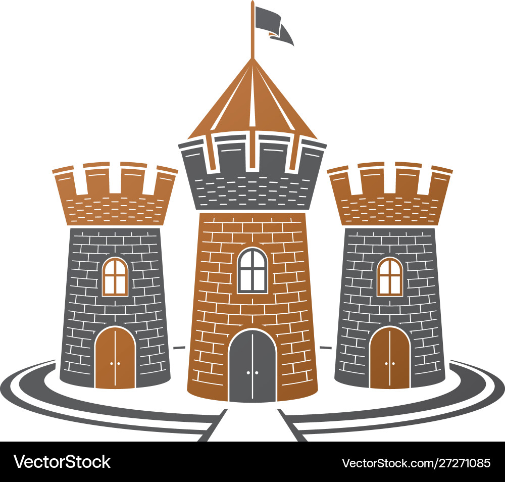 Medieval fortress decorative isolated ancient Vector Image
