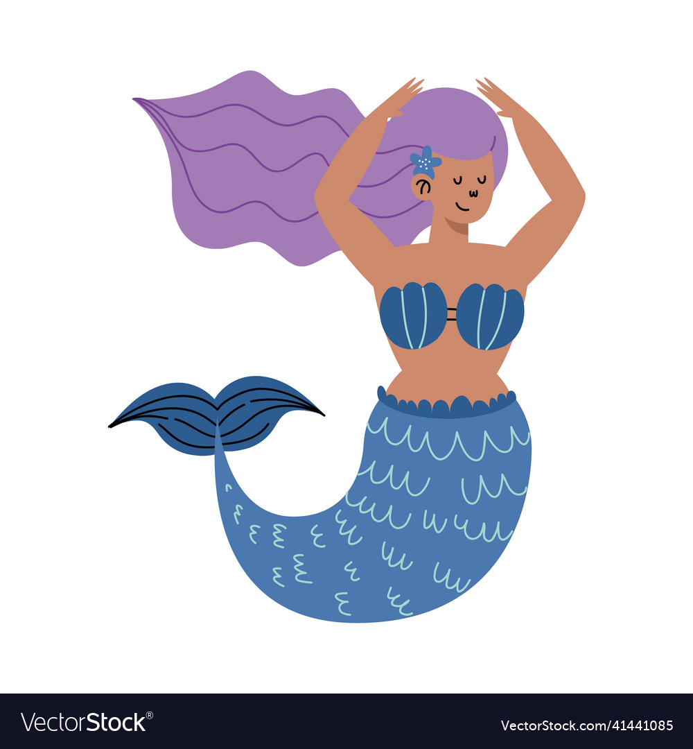Mermaid Purple Hair Royalty Free Vector Image Vectorstock