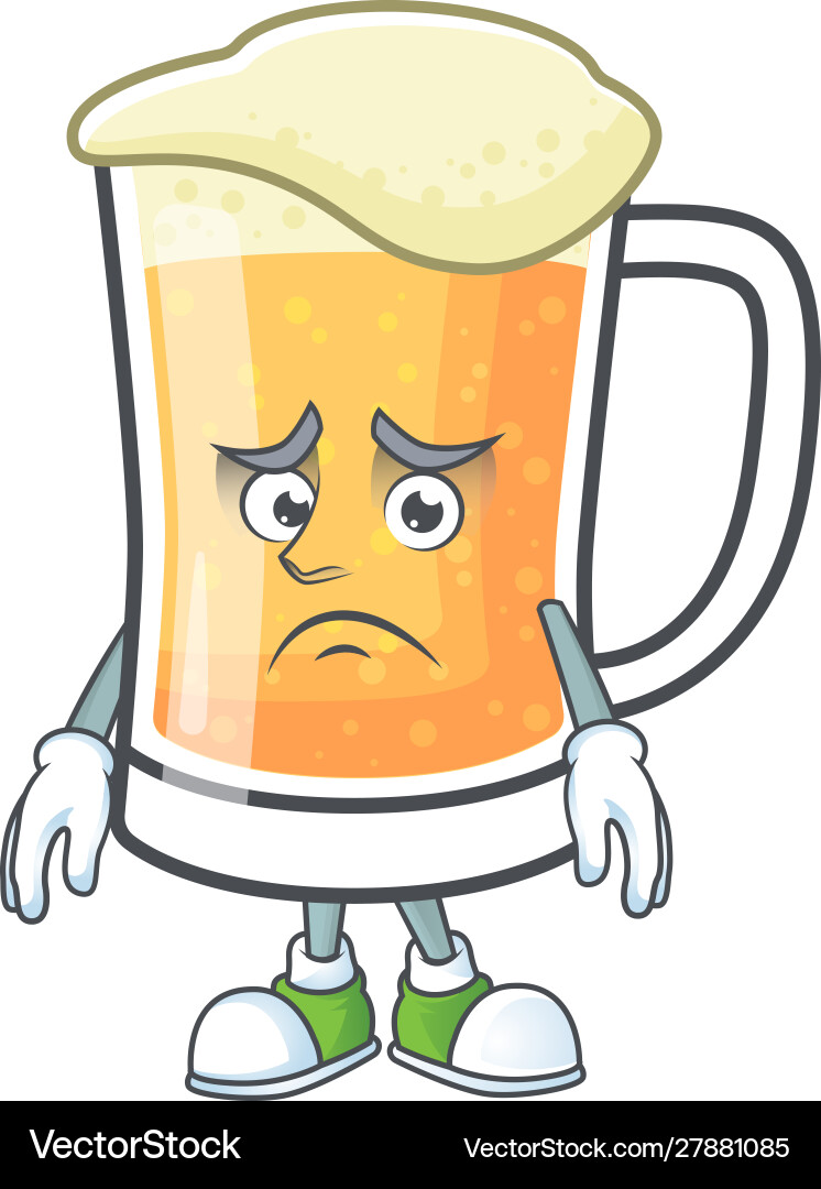 Mug beer alcohol in afraid cartoon Royalty Free Vector Image