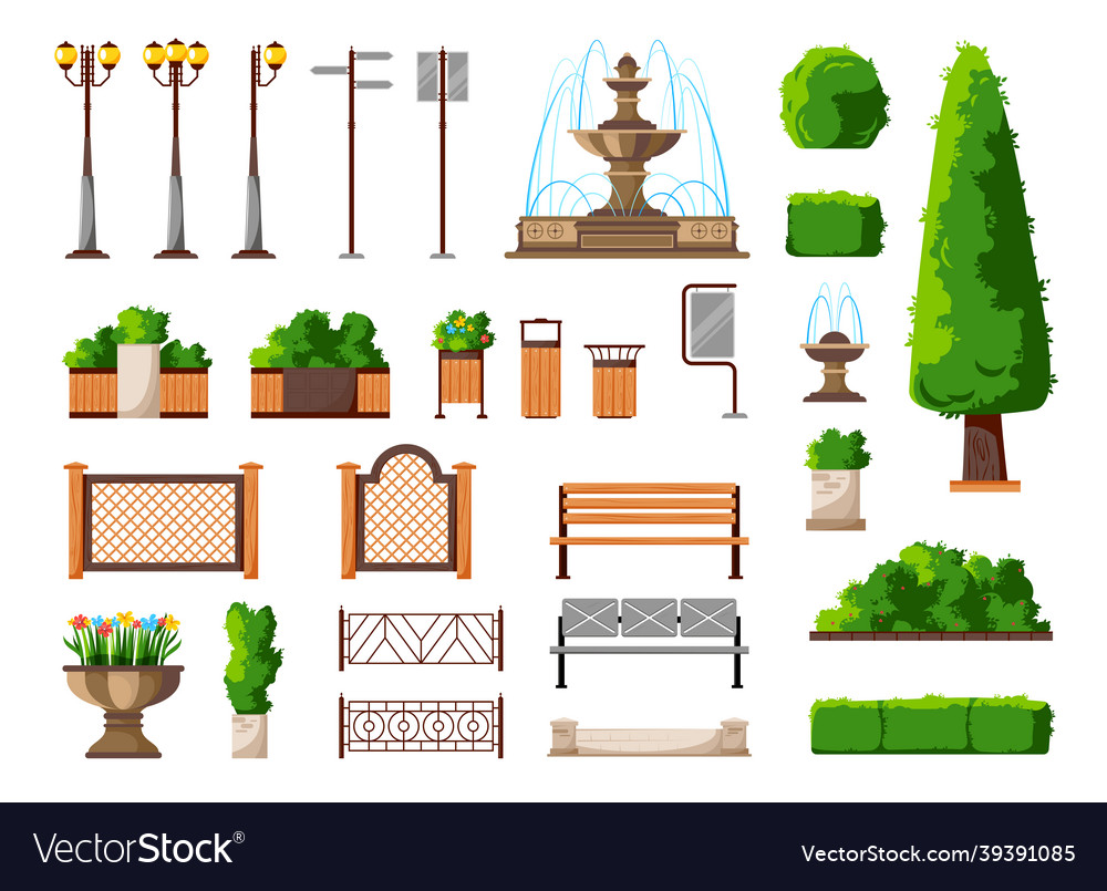 Park elements set Royalty Free Vector Image - VectorStock