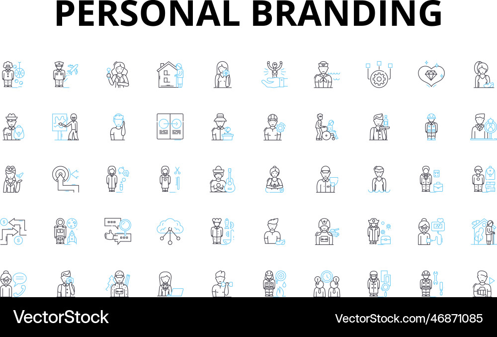 Personal branding linear icons set identity Vector Image