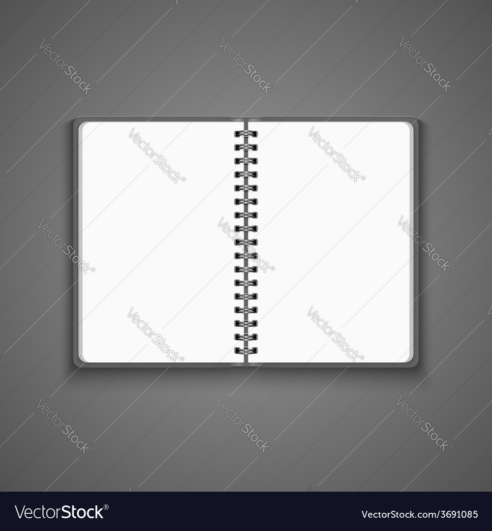 Realistic blank open notebook Royalty Free Vector Image Realistic blank open notebook Royalty Free Vector Image