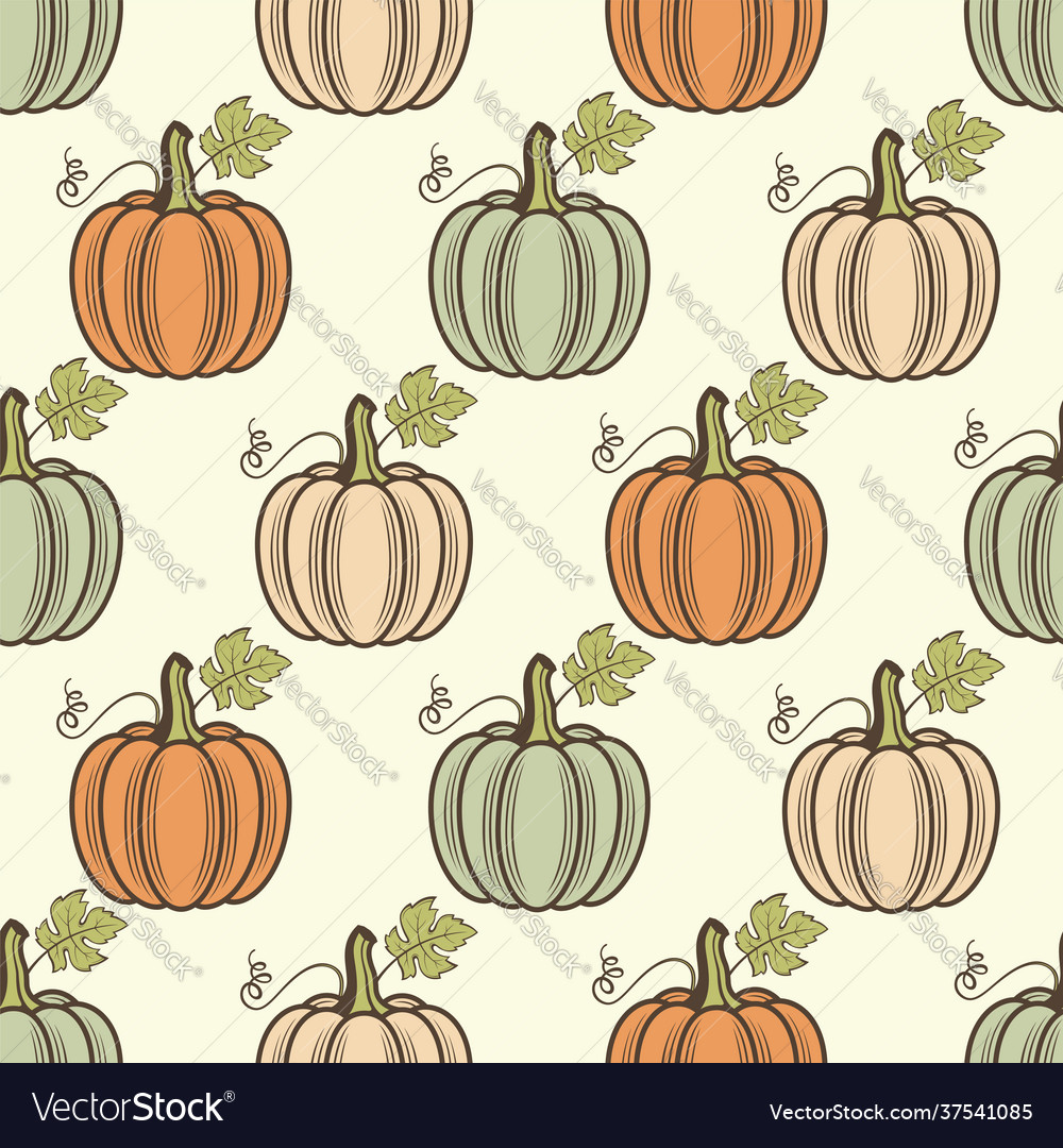 Seamless pattern pumpkins Royalty Free Vector Image
