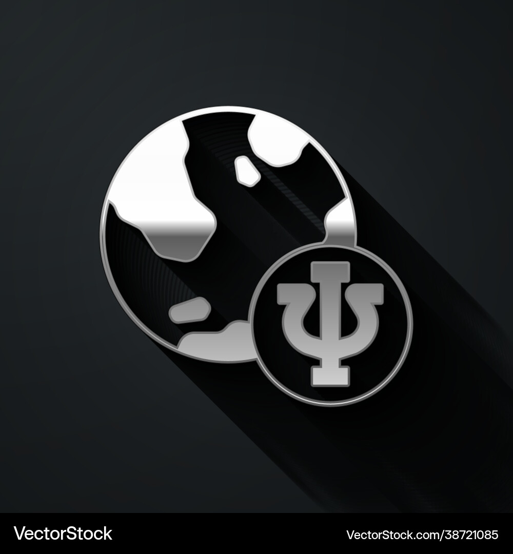 Silver psychology icon isolated on black Vector Image