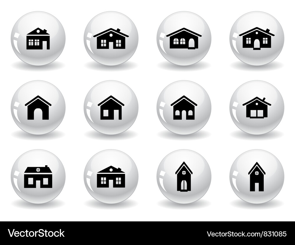 Web buttons house and buildings icons Royalty Free Vector