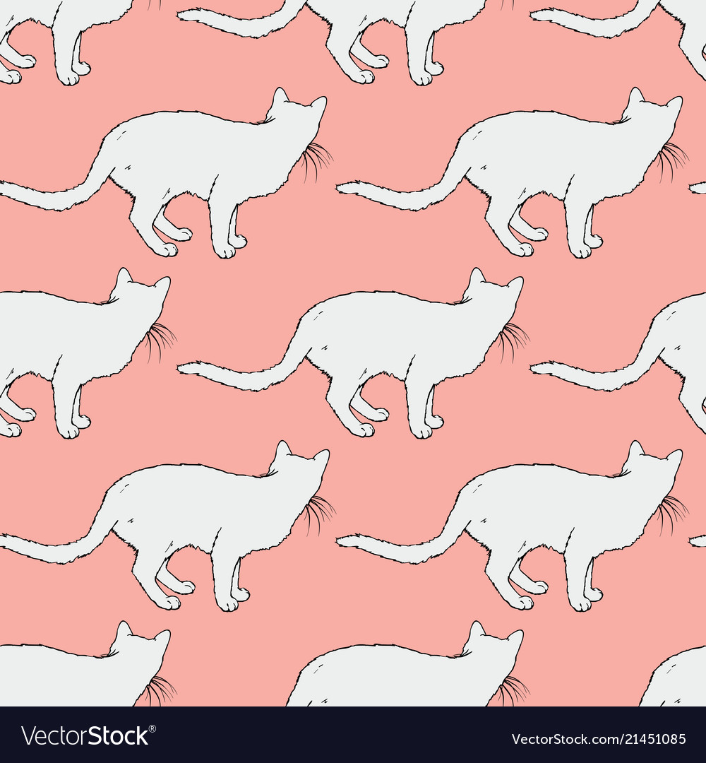 White cat seamless pattern Royalty Free Vector Image