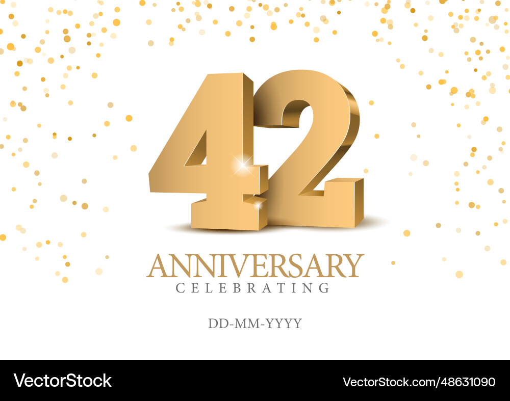 Anniversary 42 gold 3d numbers Royalty Free Vector Image