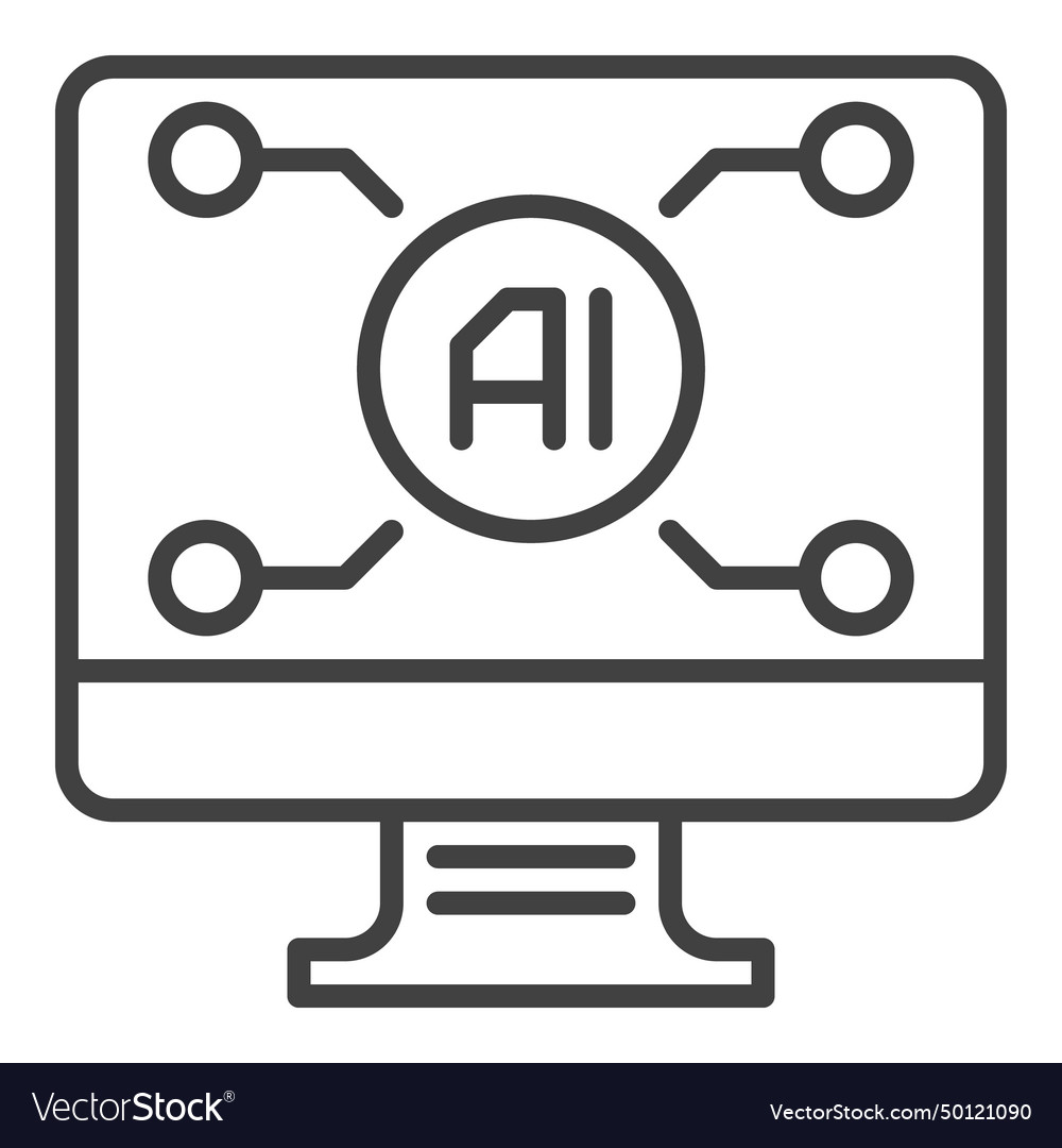 Artificial intelligence computer with ai Vector Image