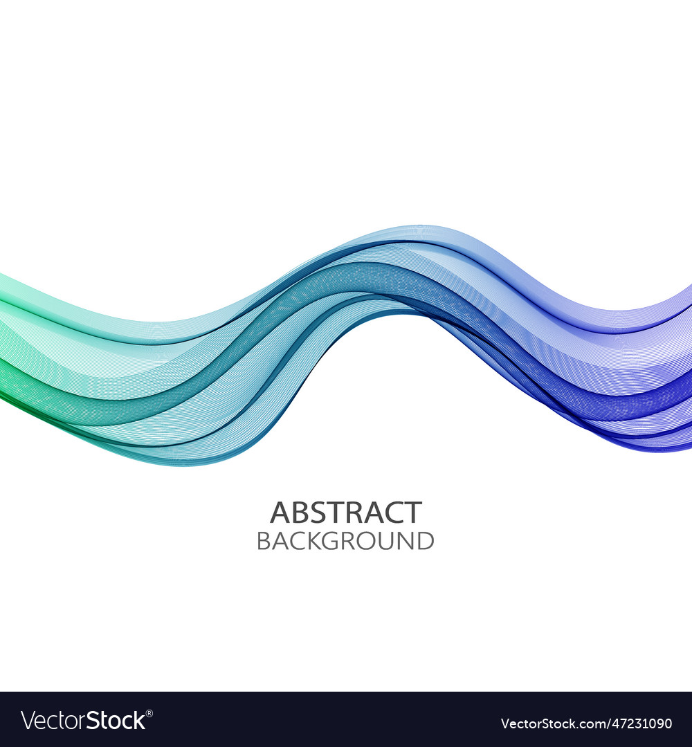 Blue-green horizontal transparent wave lines Vector Image