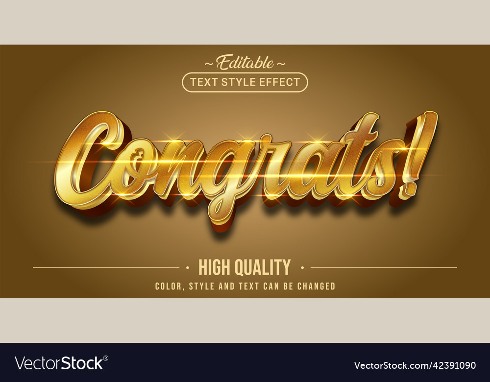 Congrats editable text style effect Royalty Free Vector