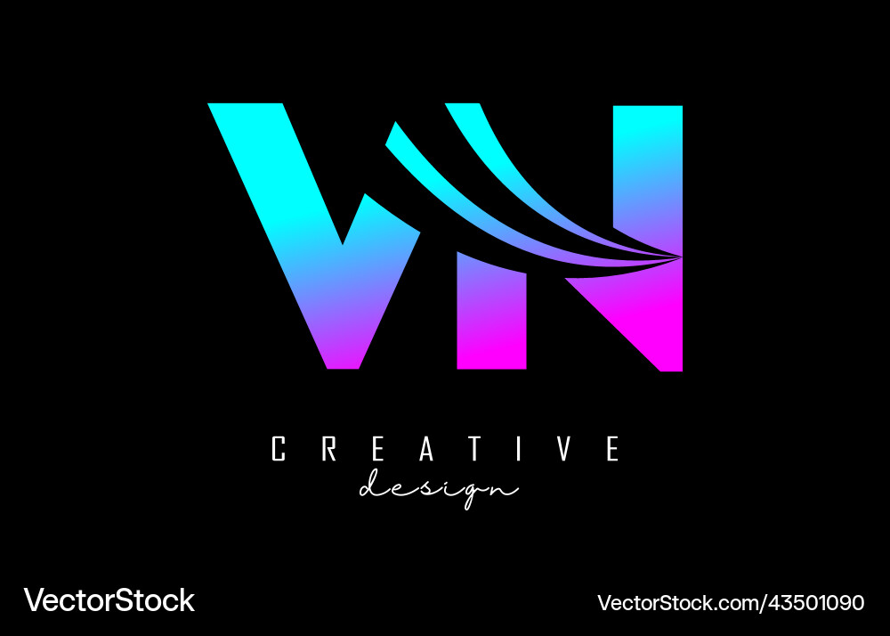 Creative colorful letters vn v n logo Royalty Free Vector