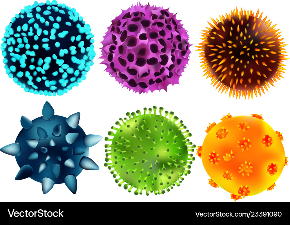 Isolated realistic set of viruses Royalty Free Vector Image