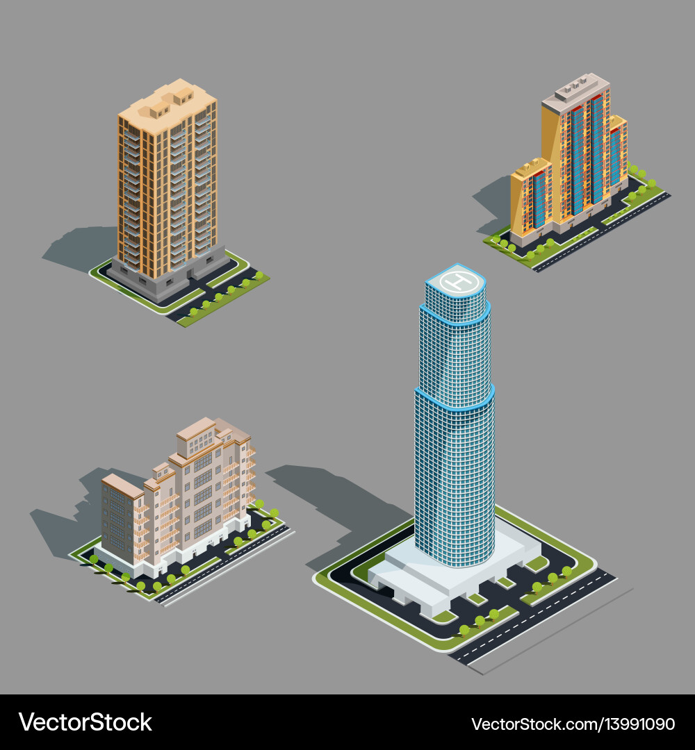 Isometric 3d of modern urban Royalty Free Vector Image