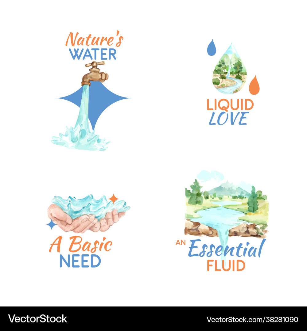 Logo design with world water day concept Vector Image