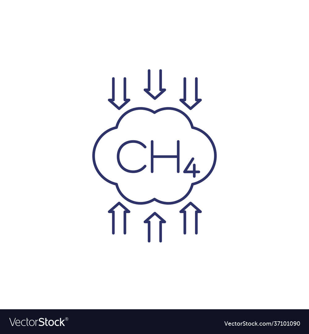 Methane emissions reduction line icon on white Vector Image Methane emissions reduction line icon on white Vector Image