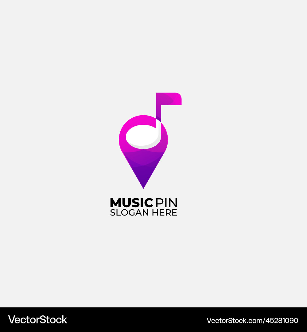 Music logo with pin design gradient color icon Vector Image