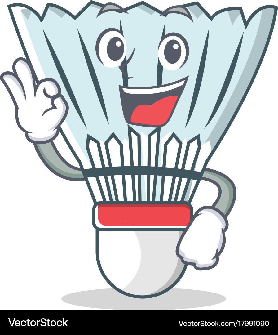 Okay shuttlecock character cartoon Royalty Free Vector Image