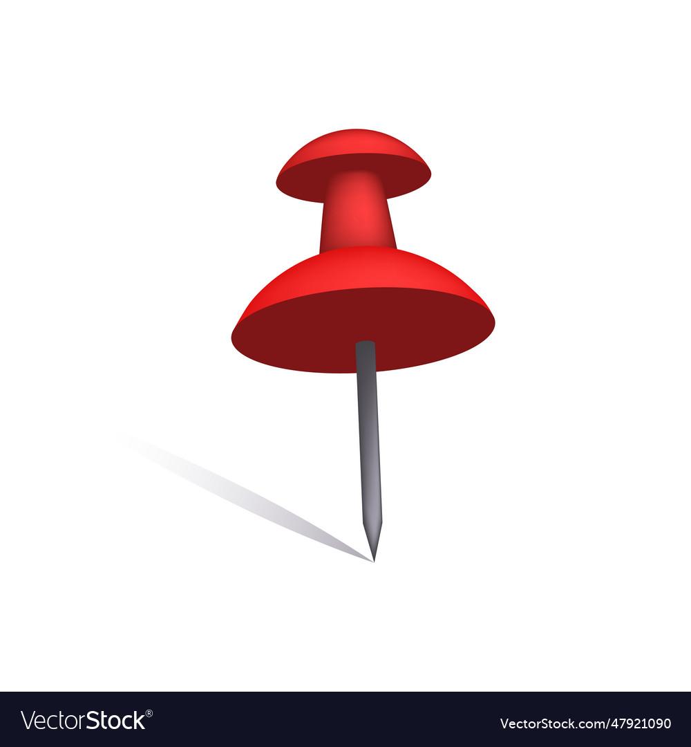 Red Plastic Pushpin Royalty Free Vector Image Vectorstock 