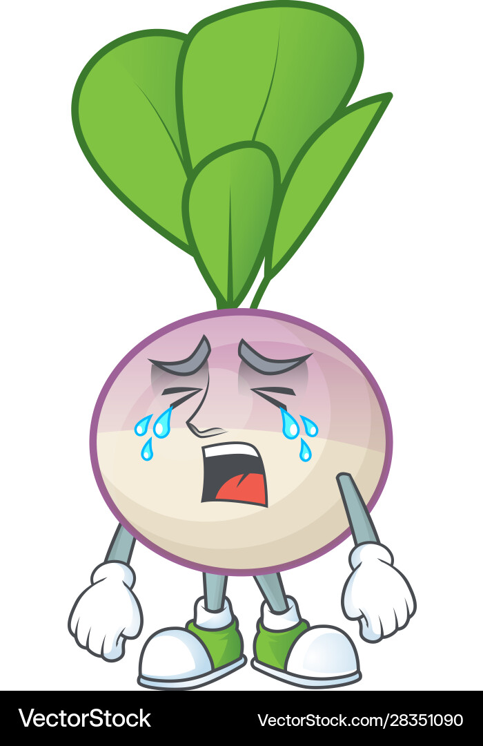 Sad crying gesture turnip cartoon character style Vector Image