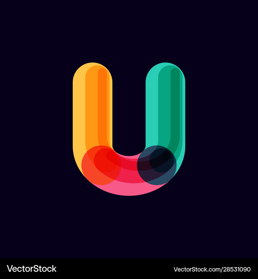 U letter vivid logo with overlapping lines Vector Image