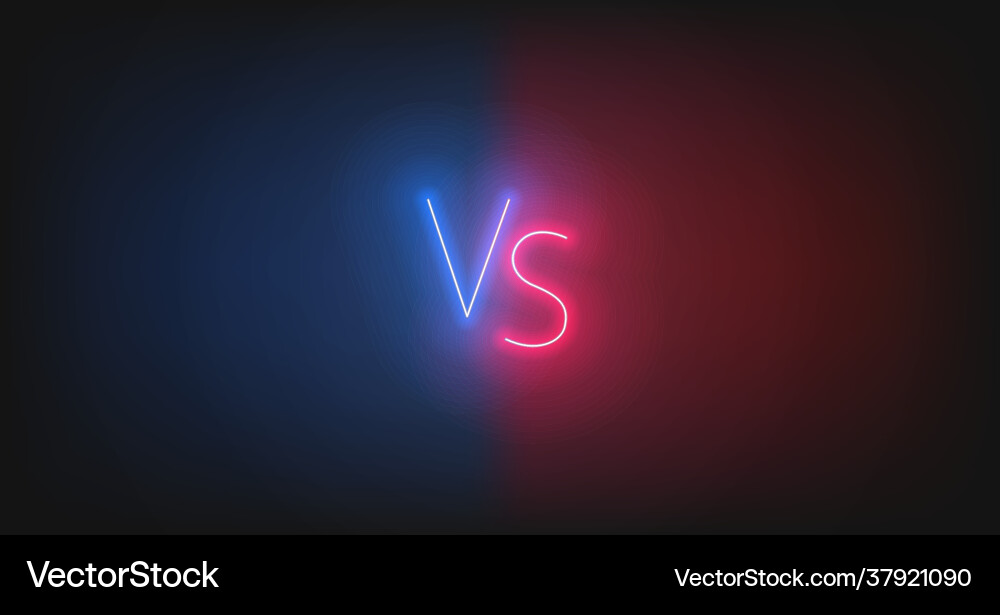 Versus tournament screen design blue red vs neon Vector Image