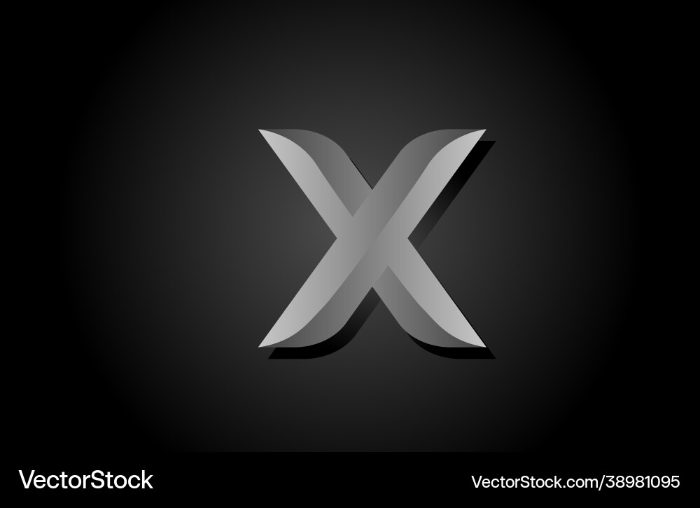 Black grey gradient x alphabet letter icon logo Vector Image