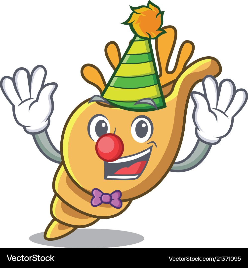 Clown exotic shell mascot cartoon Royalty Free Vector Image