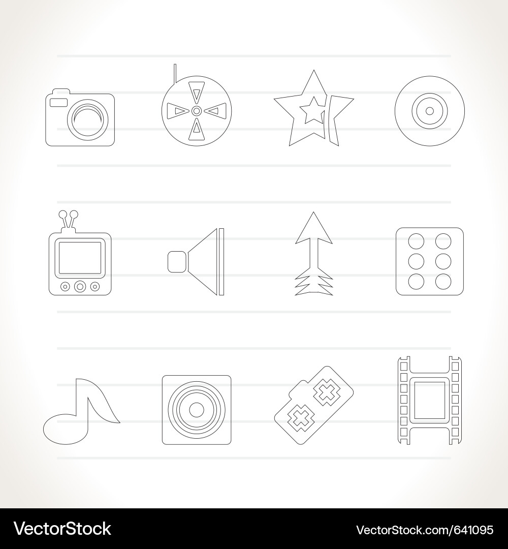 Entertainment and media icons Royalty Free Vector Image