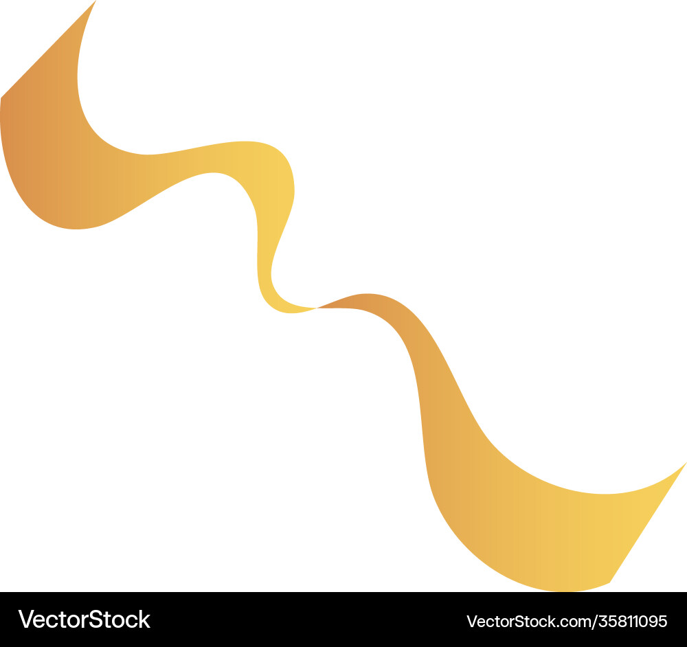 Golden ribbon icon flat style Royalty Free Vector Image