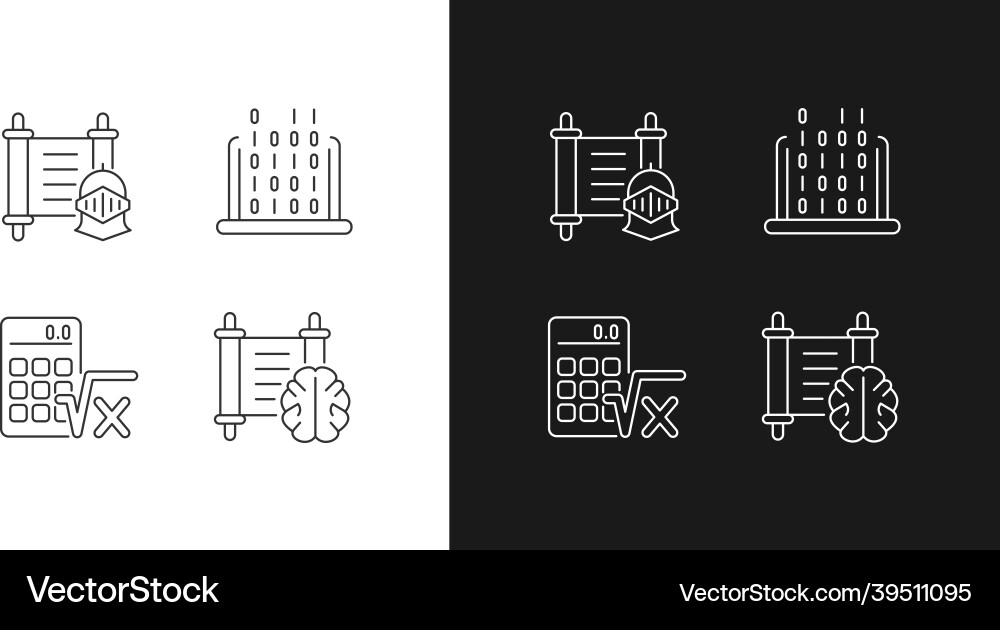 Humanities and applied subjects linear icons set Vector Image