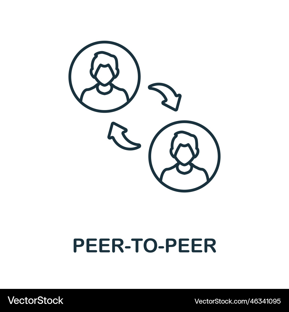 Peer-to-peer line icon monochrome simple Vector Image