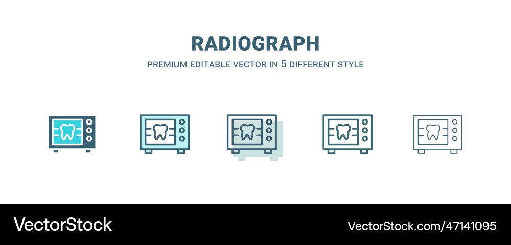 Radiograph icon in 5 different style outline Vector Image