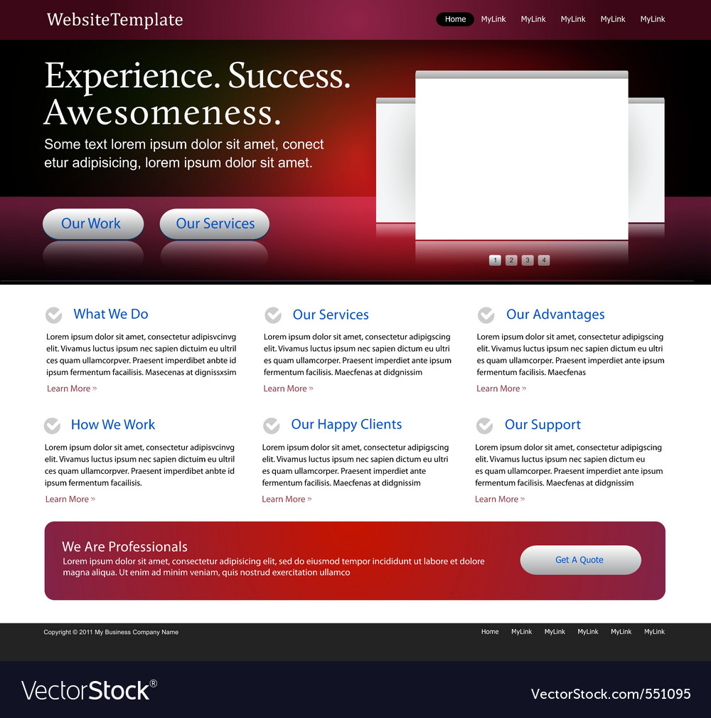 Red website template Royalty Free Vector Image