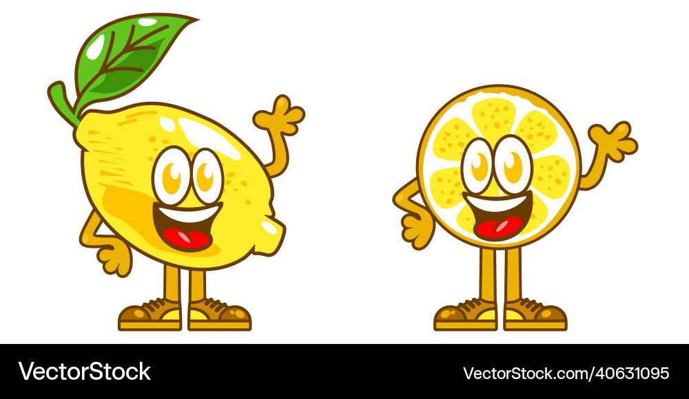 Simple flat cute lemon cartoon mascot characters Vector Image