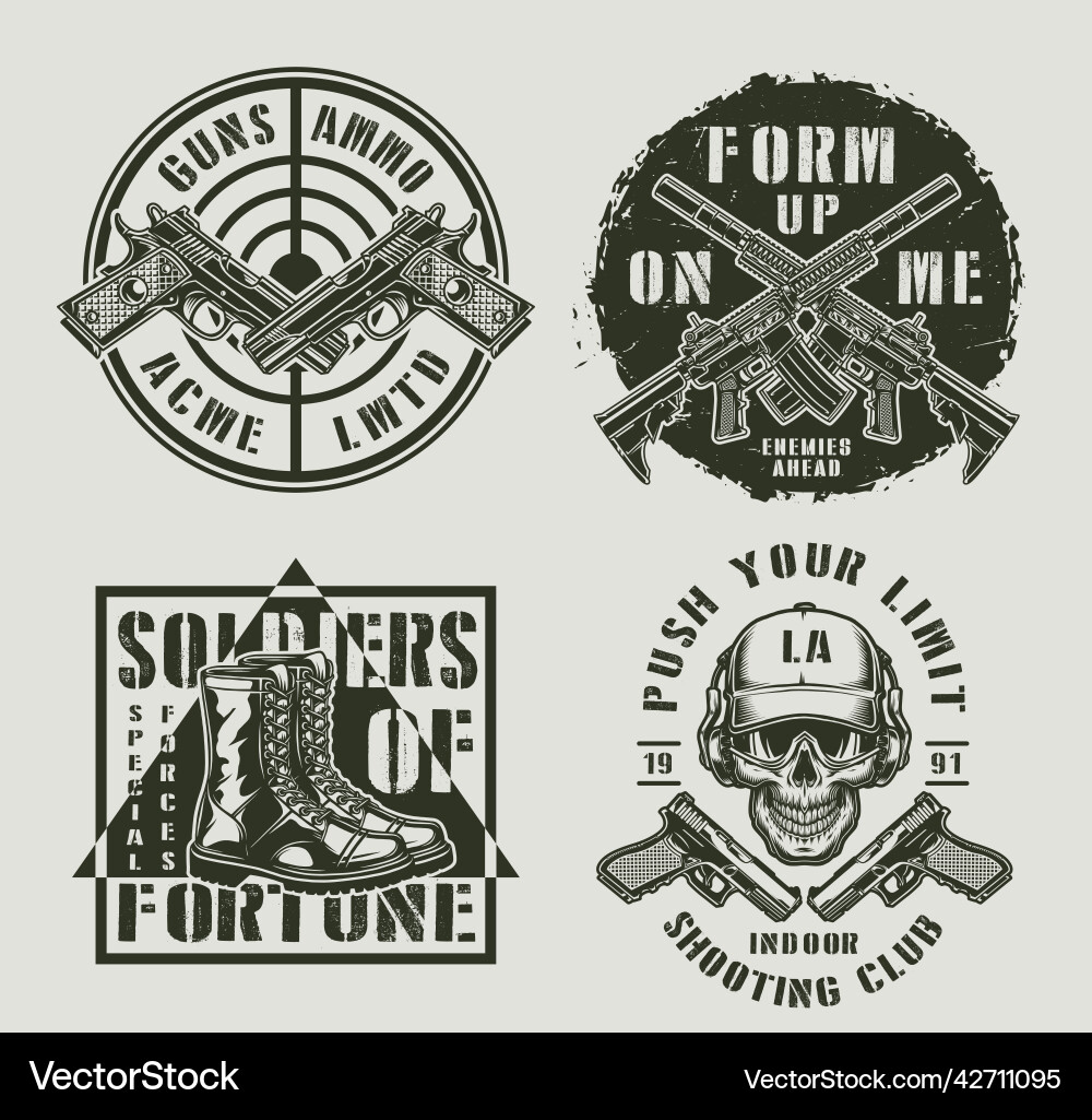 Vintage military monochrome prints Royalty Free Vector Image