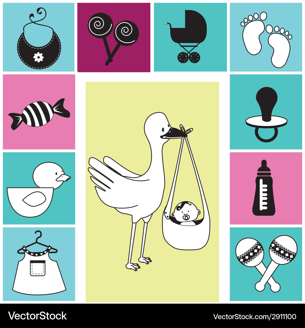 Baby shower design over white background Vector Image