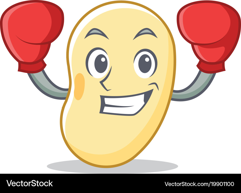 Boxing soy bean character cartoon Royalty Free Vector Image