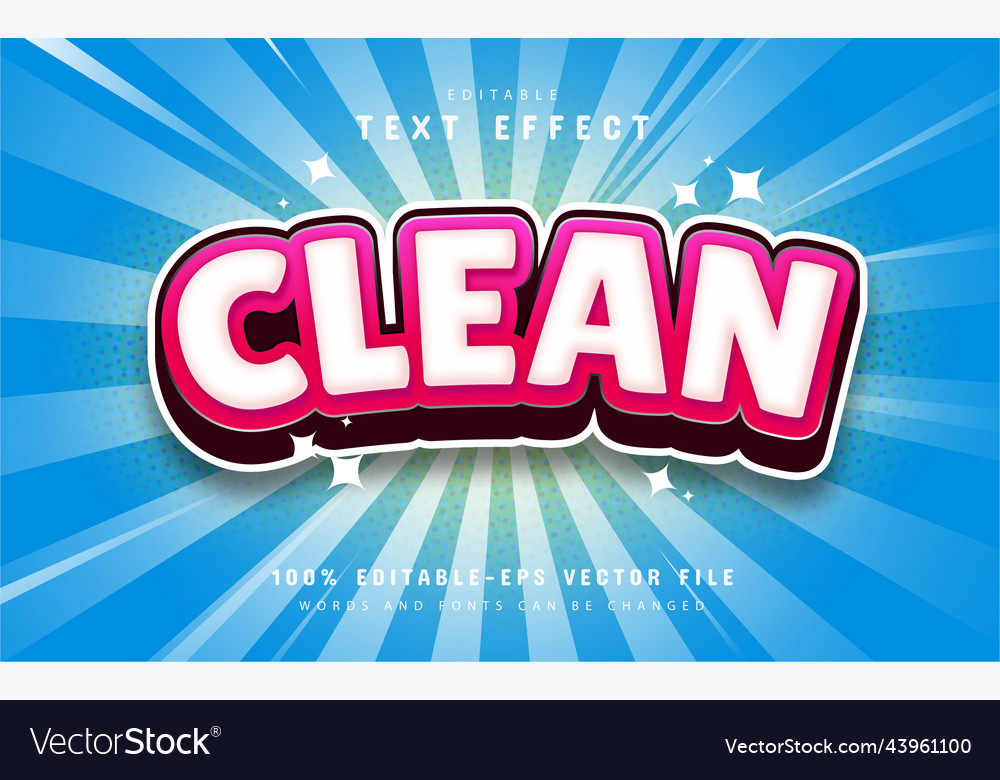 Clean text effect comic style Royalty Free Vector Image