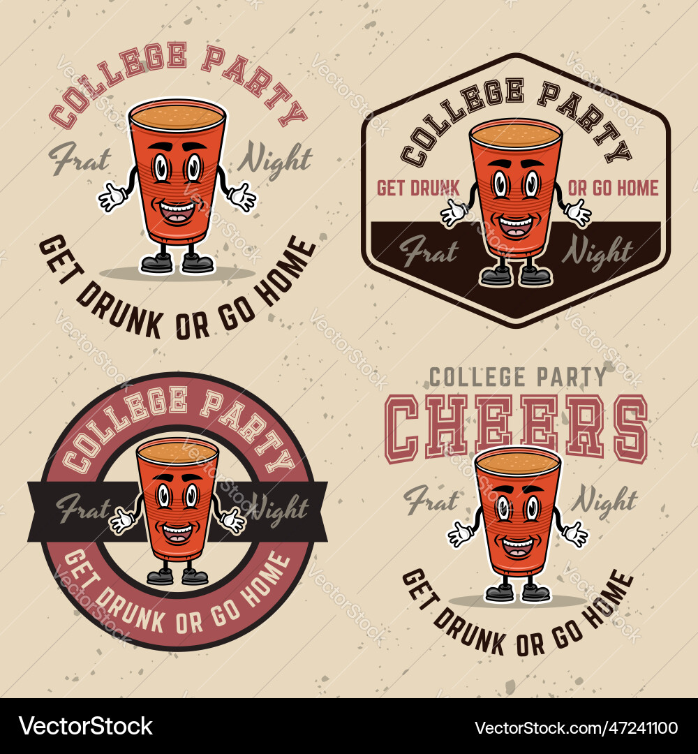 Collage party set of emblems badges Royalty Free Vector