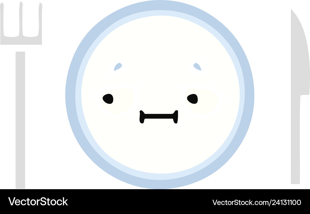 Flat color retro cartoon dinner plate Royalty Free Vector