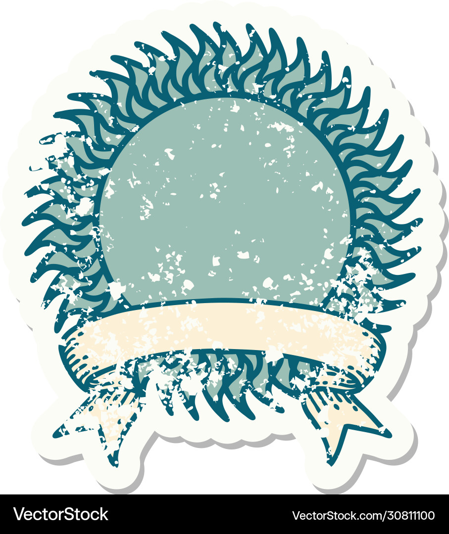 Grunge sticker with banner a sun Royalty Free Vector Image
