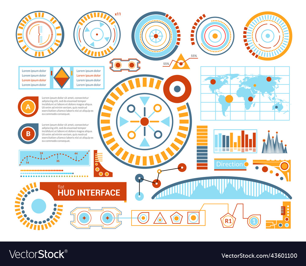 Hud interface flat Royalty Free Vector Image - VectorStock