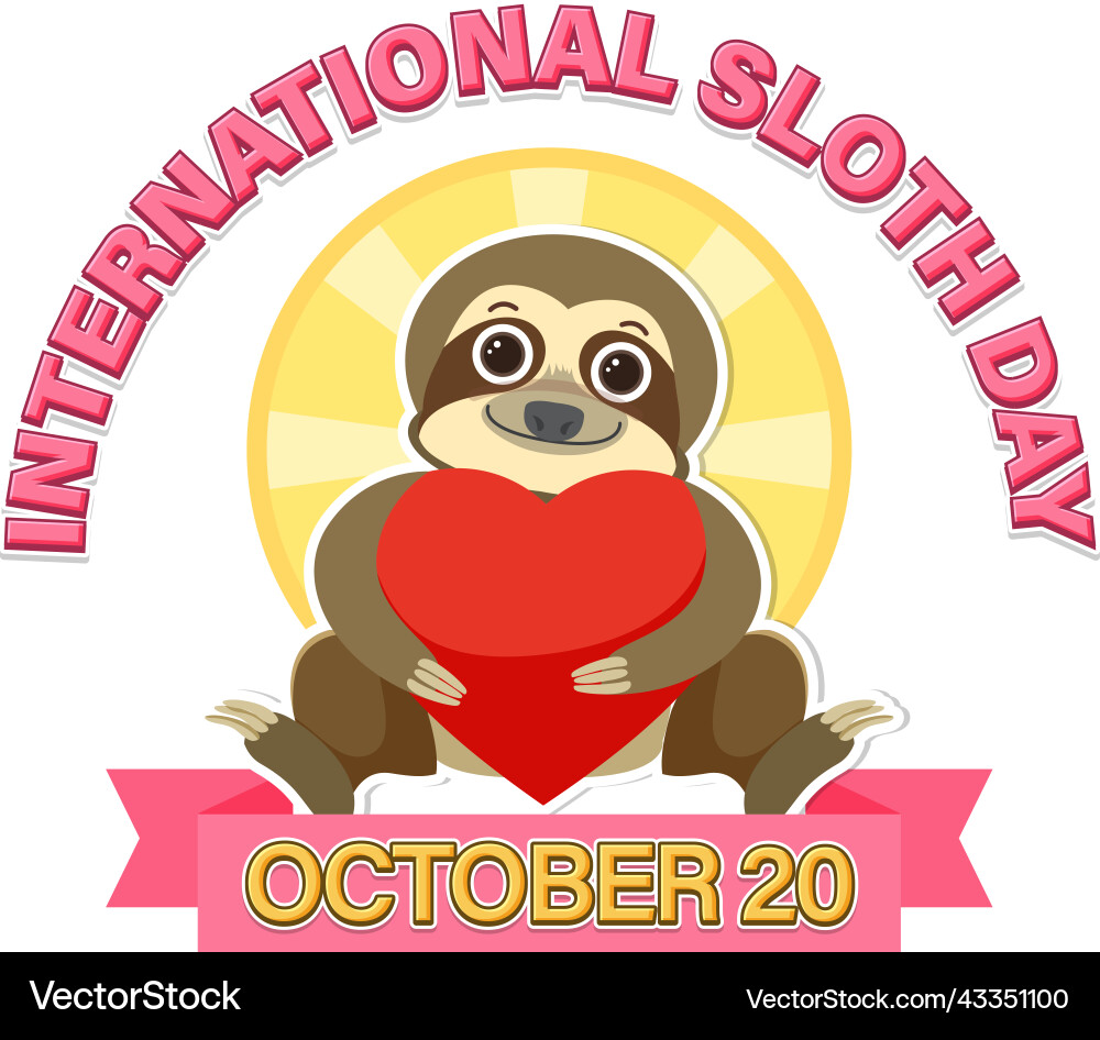 International sloth day banner concept Royalty Free Vector