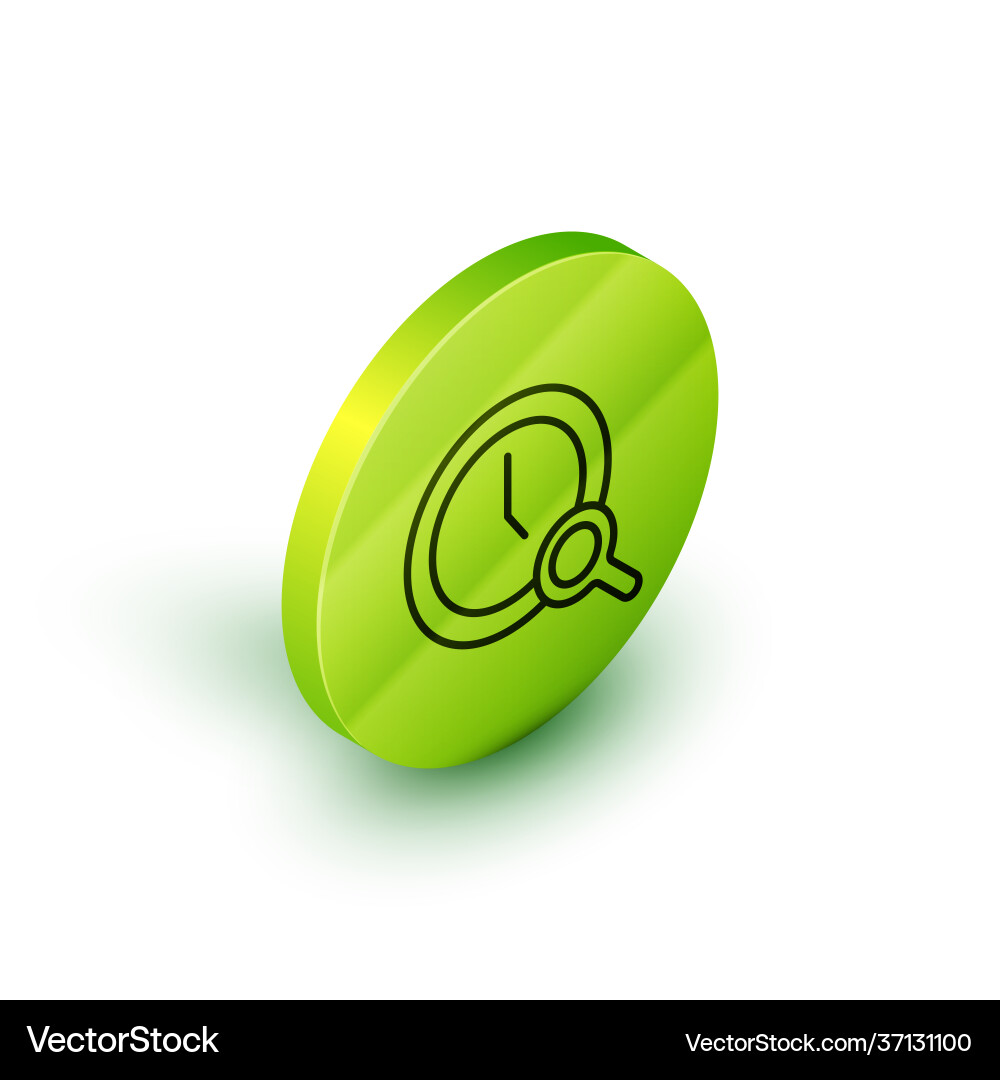 Isometric line magnifying glass with clock icon Vector Image