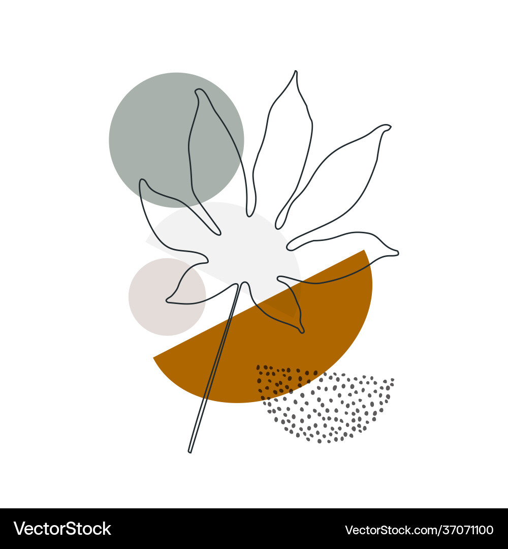 Modern with tropical palm leaf one line art dots Vector Image
