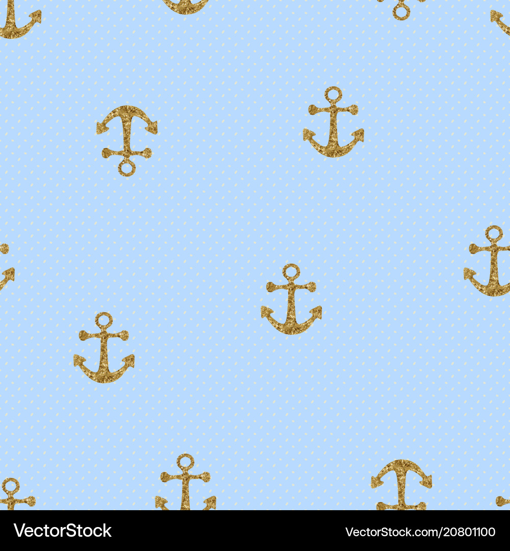 Seamless pattern with gold anchors Royalty Free Vector Image