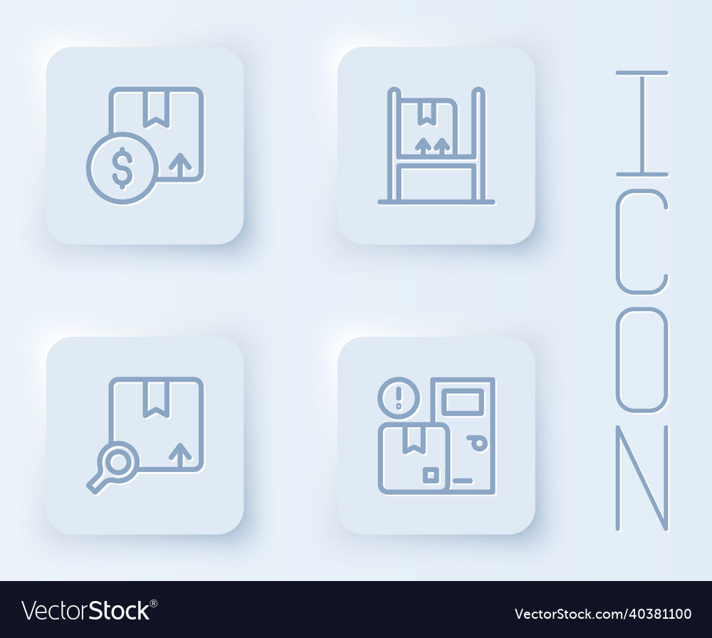 Set line carton cardboard box warehouse interior Vector Image