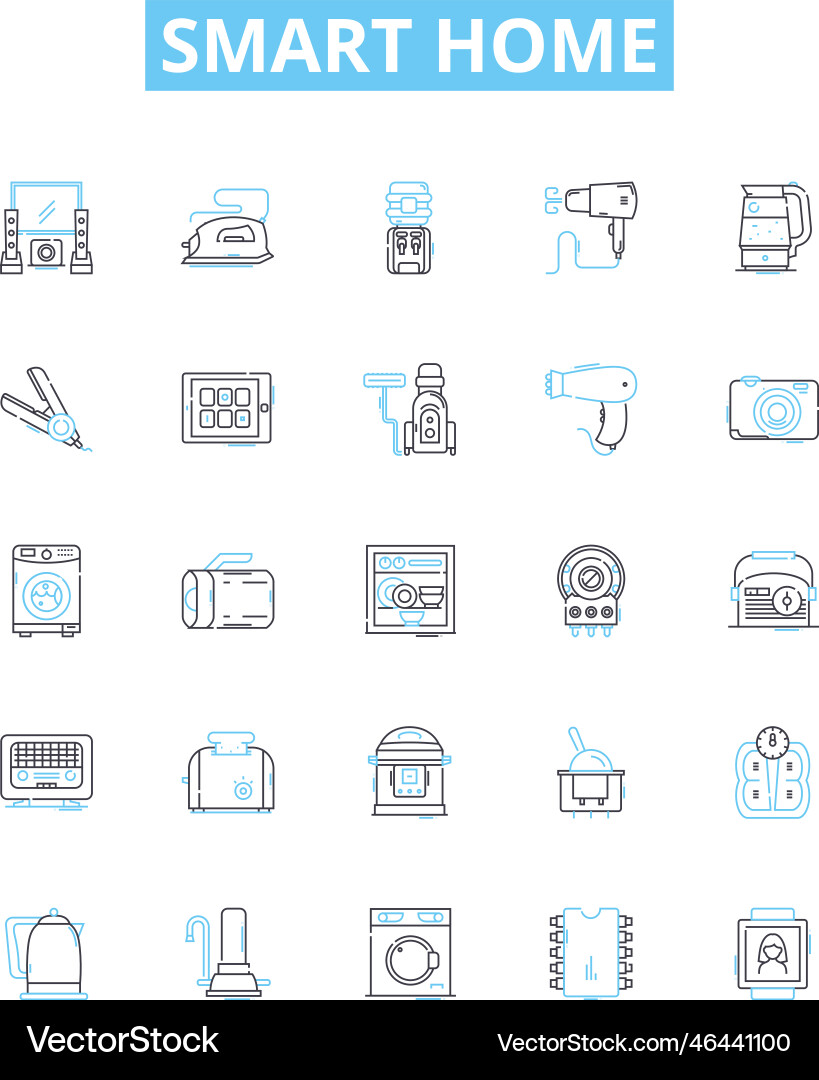 Smart home line icons set home Royalty Free Vector Image