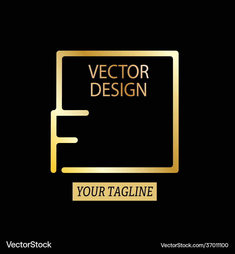 Stylized letter f with a square border template Vector Image